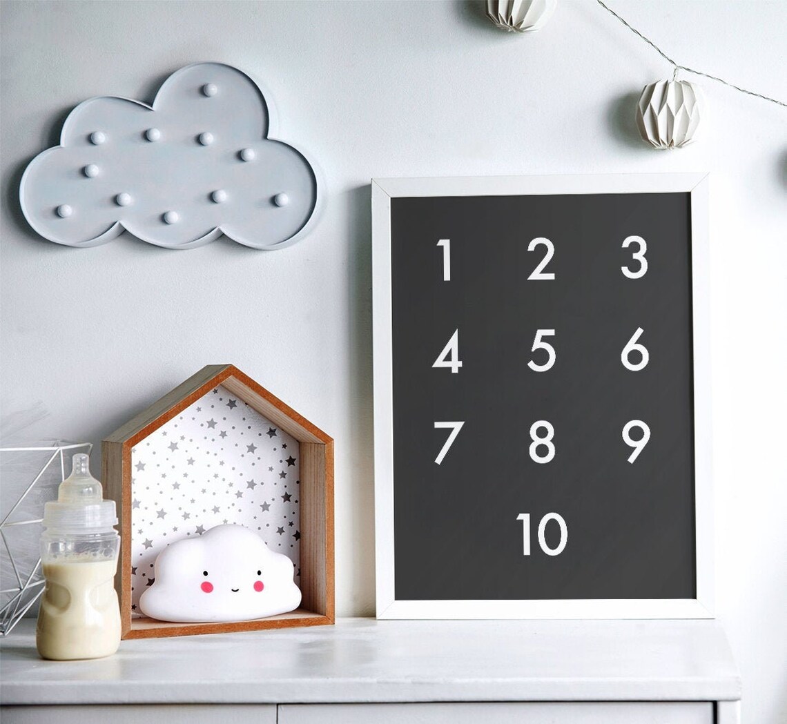 Minimalist Numbers Poster Printable Wall Art Black & White - Etsy