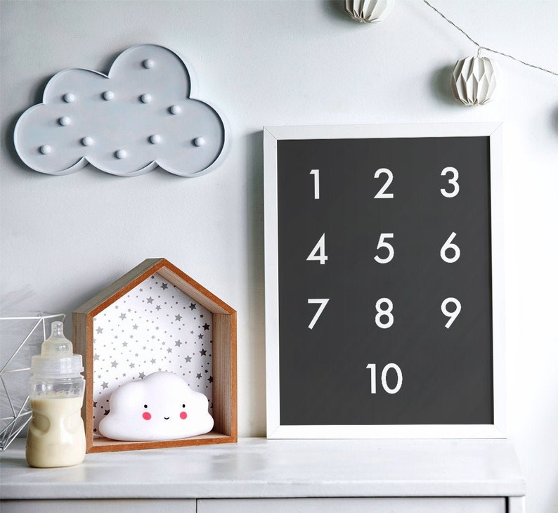 Minimalist Numbers Poster Printable Wall Art Black & White - Etsy