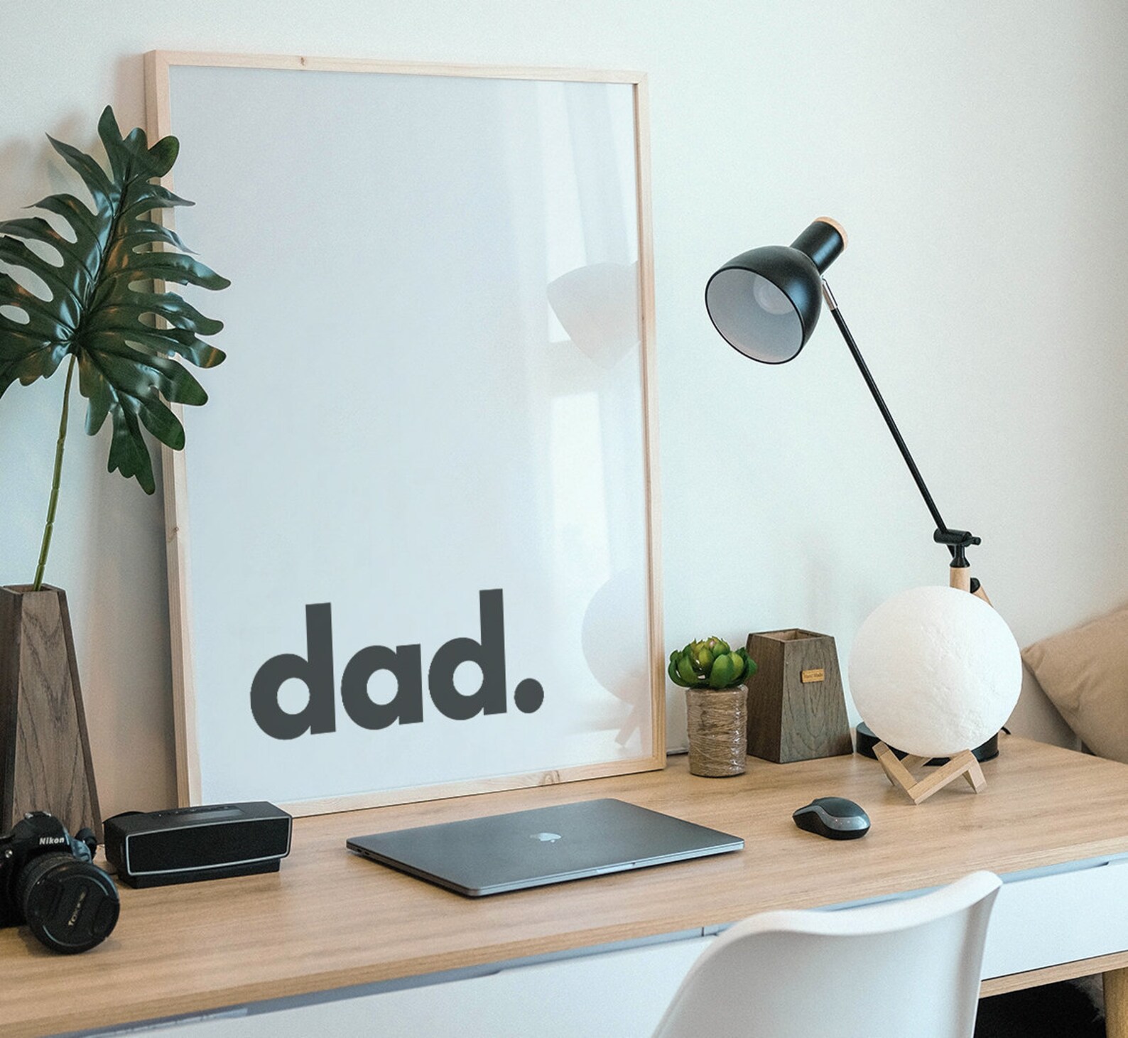 Dad. Printable Wall Art, Minimalistic Typography Poster, Black & White ...