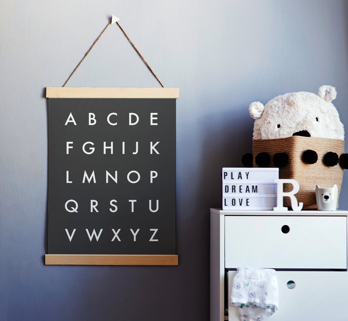 Black & White Alphabet Poster Printable Wall Art Kids Room | Etsy Canada
