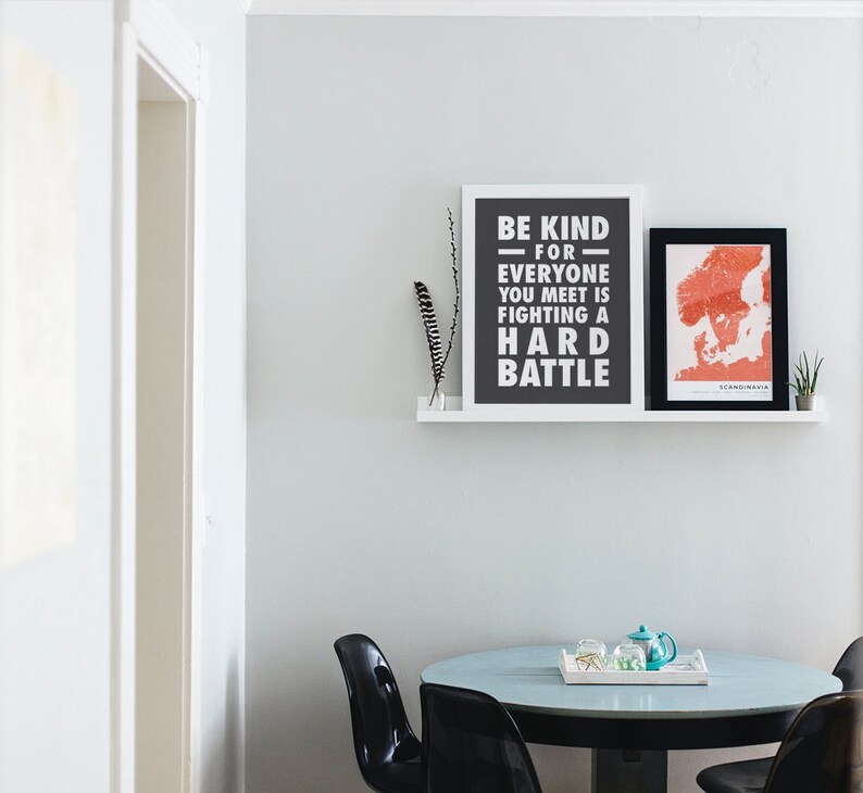 Plato Quote Printable Wall Art, Be Kind for Everyone is Fighting a Hard ...