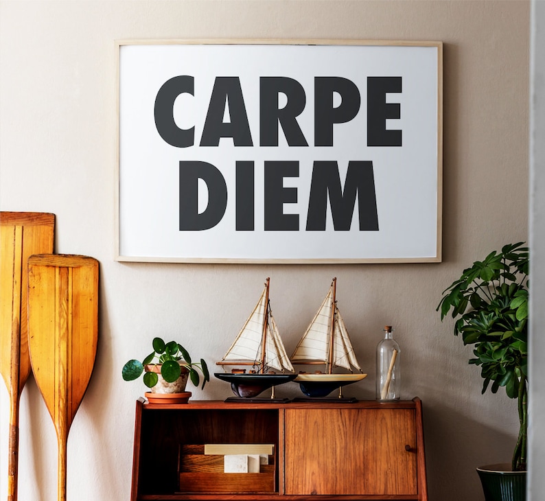 Carpe Diem Printable Wall Art Black and White Typography - Etsy