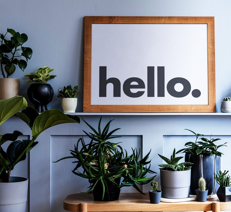 Hello Printable Wall Art, Minimalistic Typography Poster, Black & White ...
