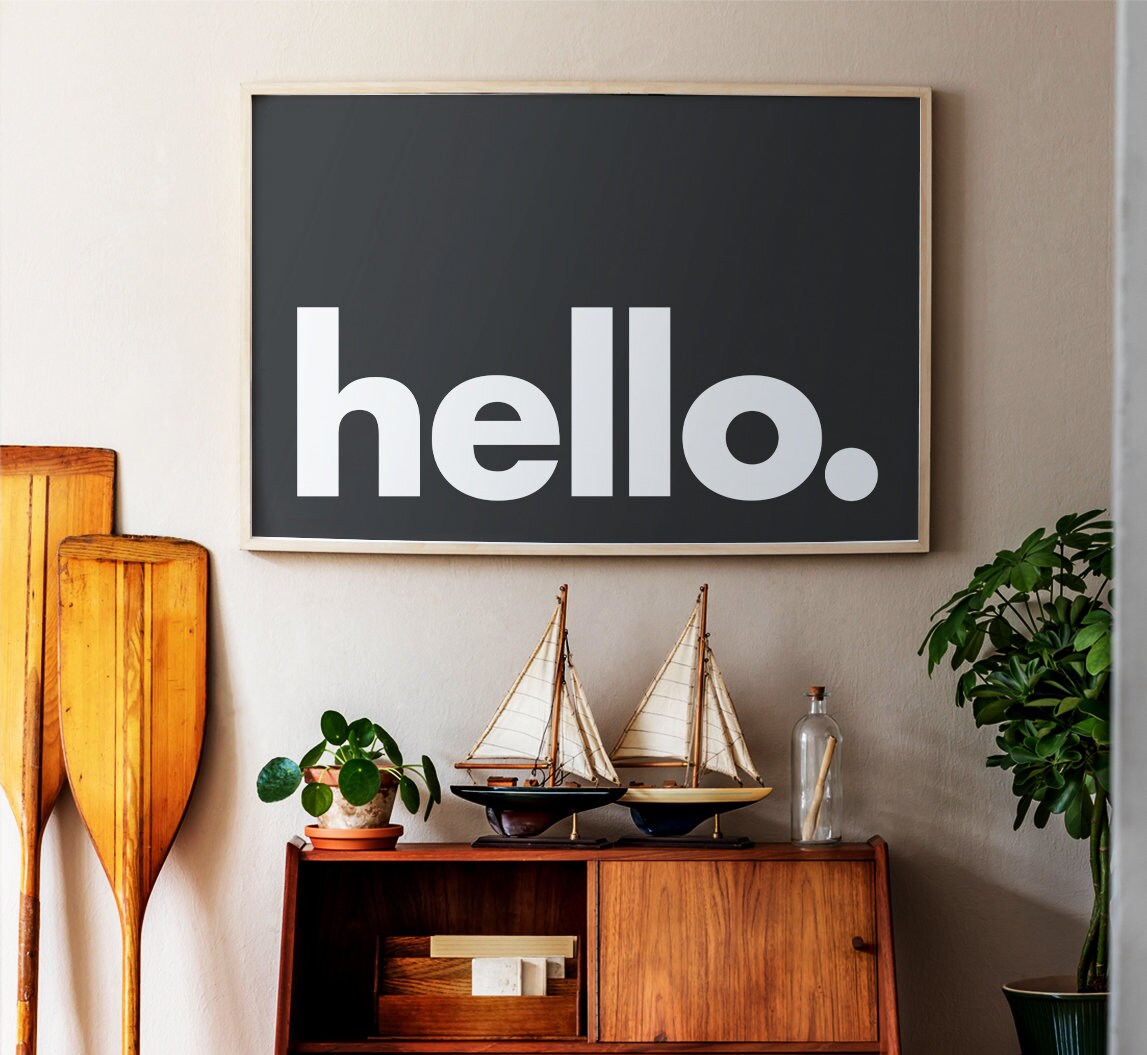 Hello Printable Wall Art Minimalistic Typography Poster - Etsy