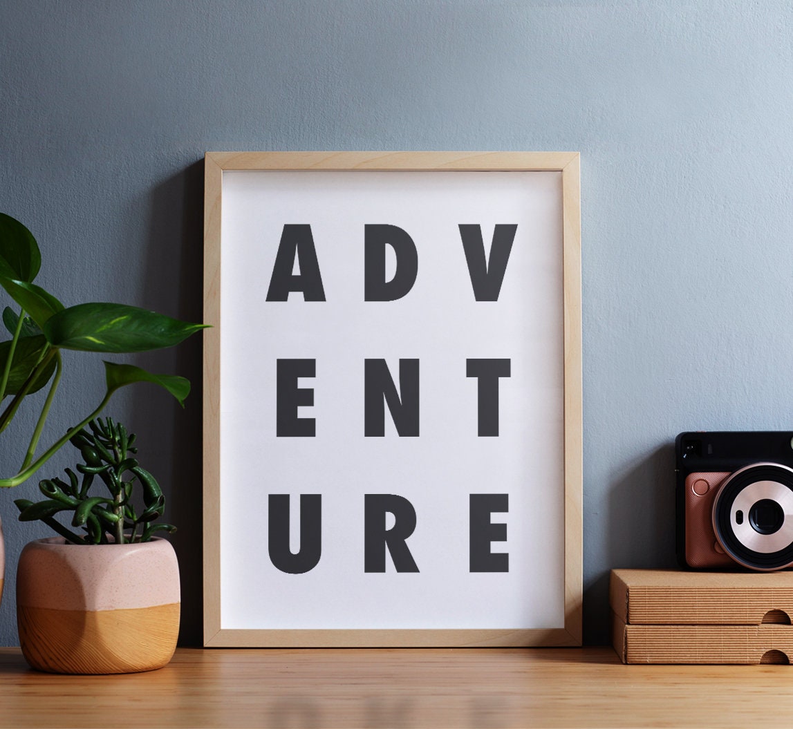 Adventure Printable Wall Art Poster Black & White | Etsy