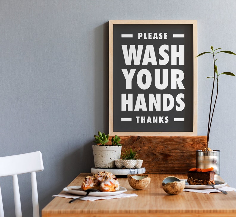 Please Wash Your Hands Printable Wall Art Bathroom Sign - Etsy