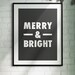 Merry and Bright Printable Wall Art, Christmas Print, Typography Poster ...