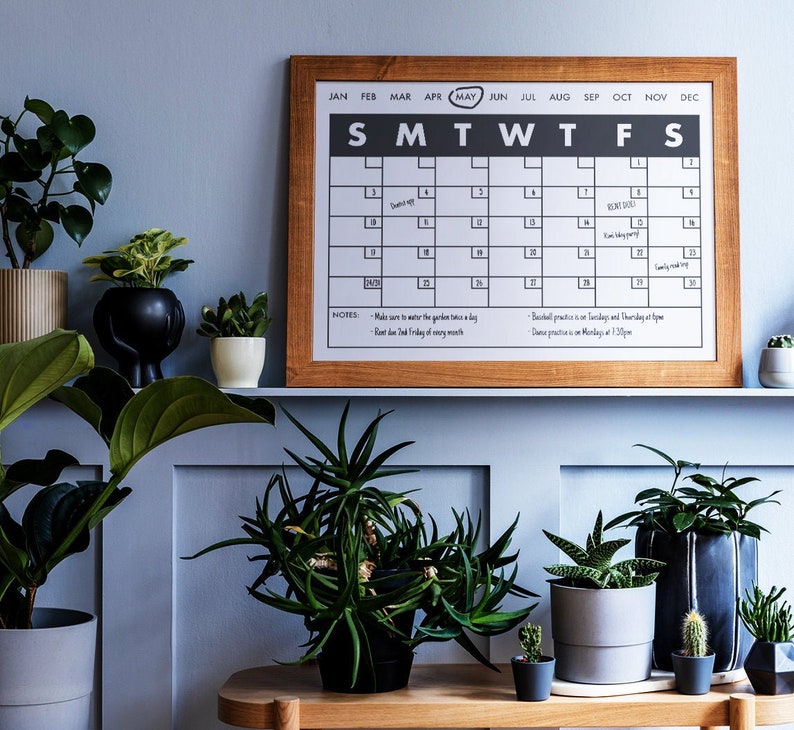Reusable Printable Calendar Template, Large Frameable Calendar, Fill in ...