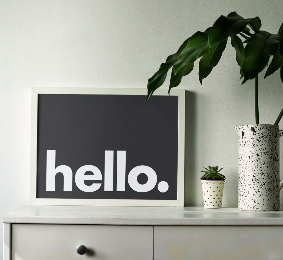 Hello Printable Wall Art Minimalistic Typography Poster - Etsy