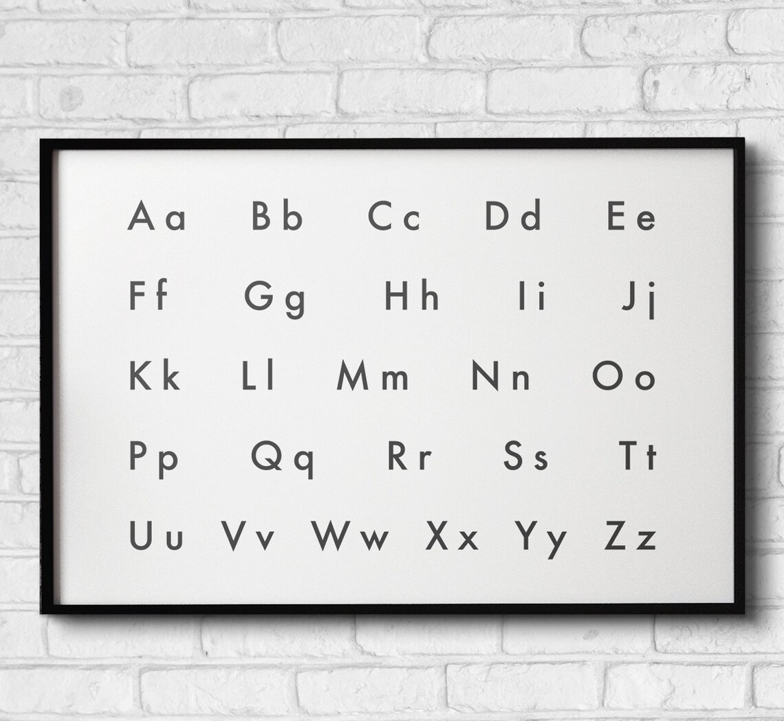 ABC Printable Wall Art Black & White Modern Kids Room - Etsy
