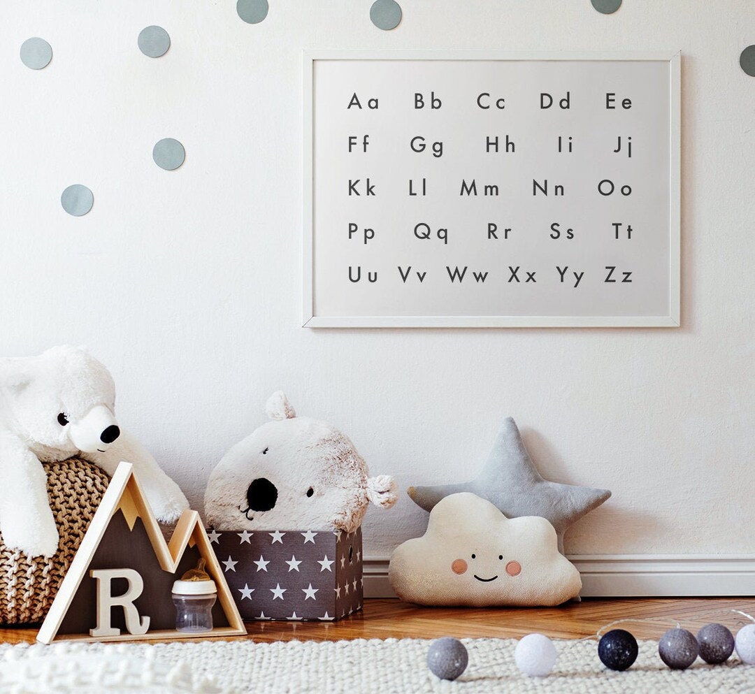 ABC Printable Wall Art, Black & White Modern Kids Room, Nurseryart ...