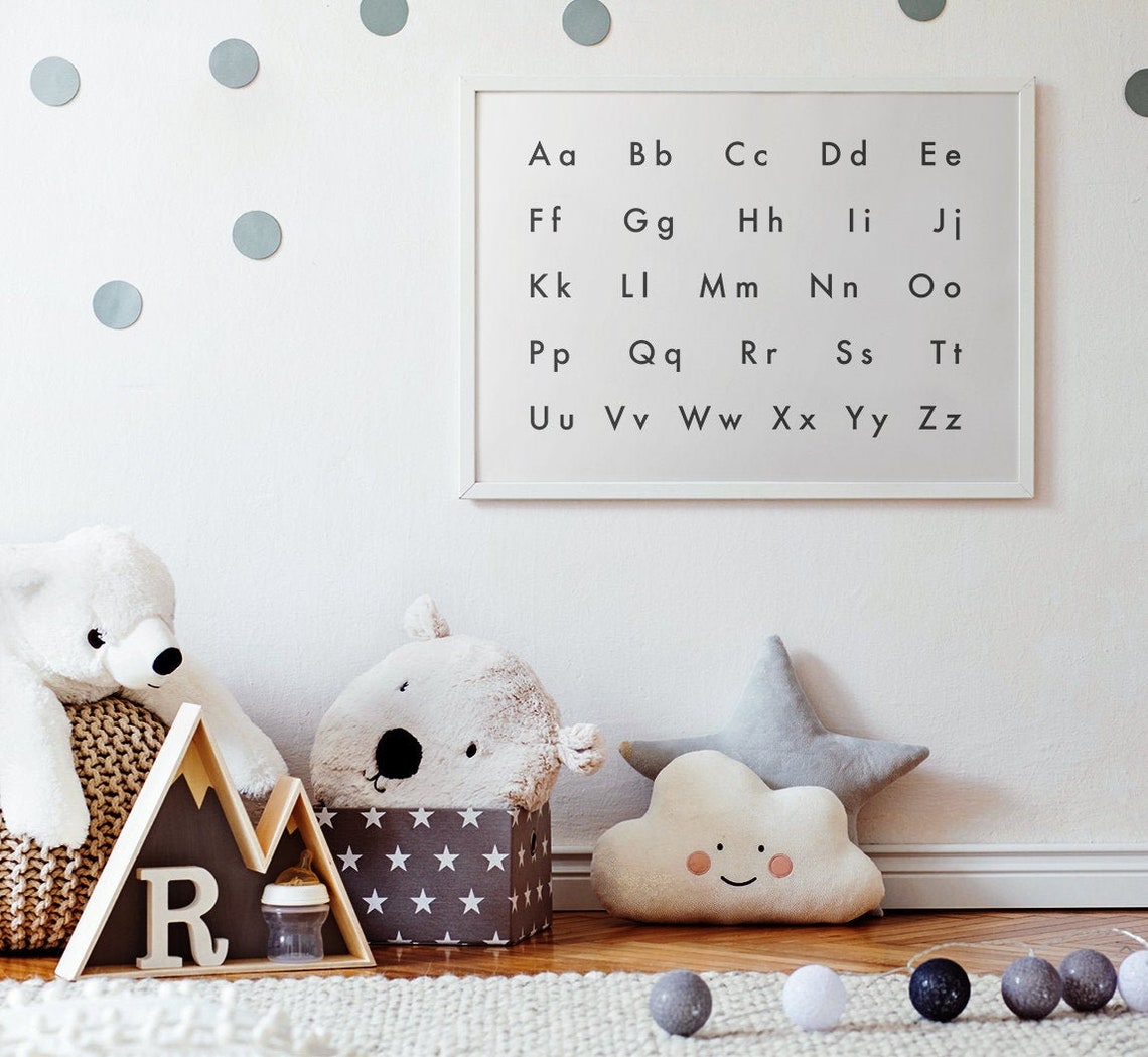ABC Printable Wall Art Black & White Modern Kids Room - Etsy