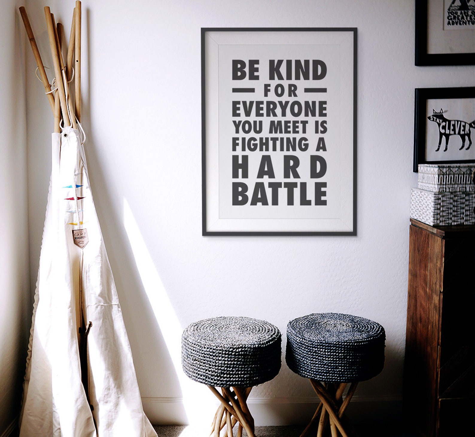 Plato Quote Printable Wall Art, Be Kind for Everyone is Fighting a Hard ...
