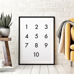 Minimalist Numbers Poster Printable Wall Art Black & White, Kids Room ...