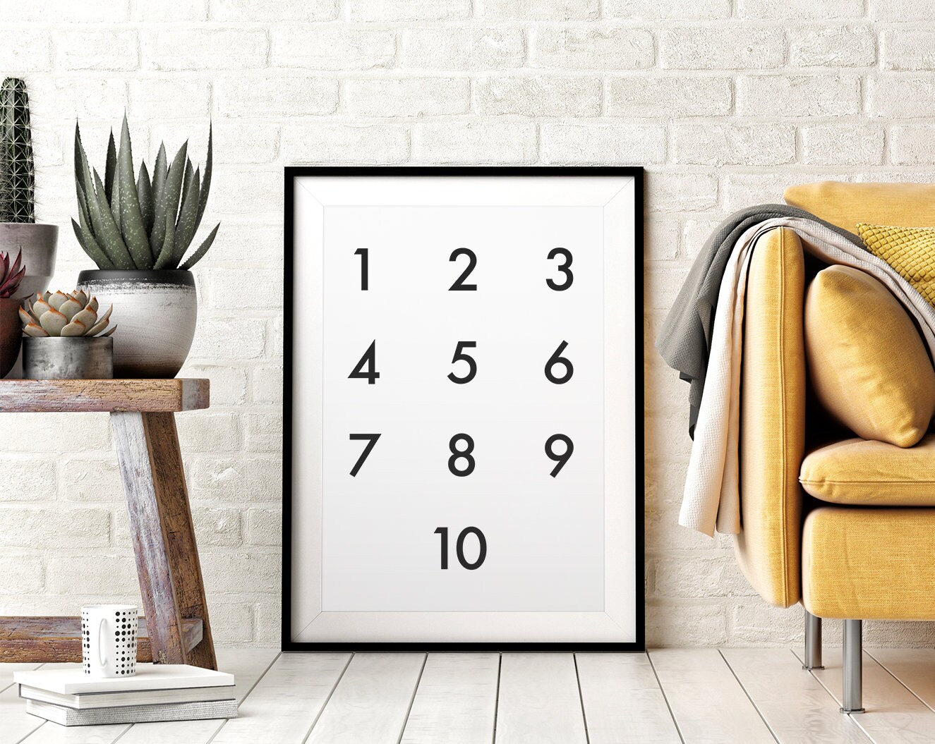 Minimalist Numbers Poster Printable Wall Art Black & White | Etsy