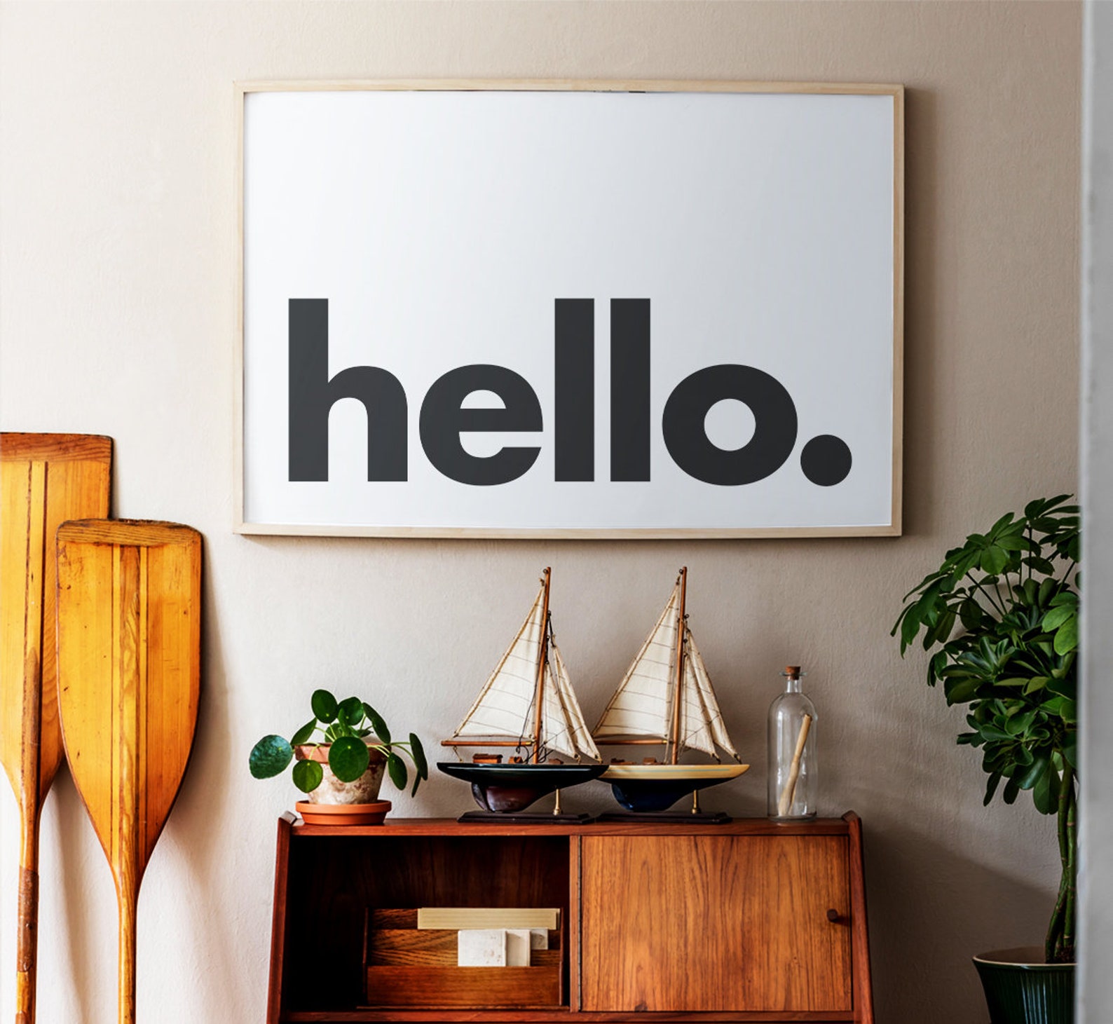 Hello Printable Wall Art, Minimalistic Typography Poster, Black & White ...
