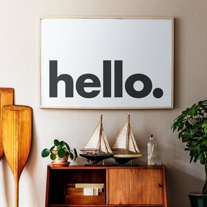 Hello Printable Wall Art, Minimalistic Typography Poster, Black & White ...