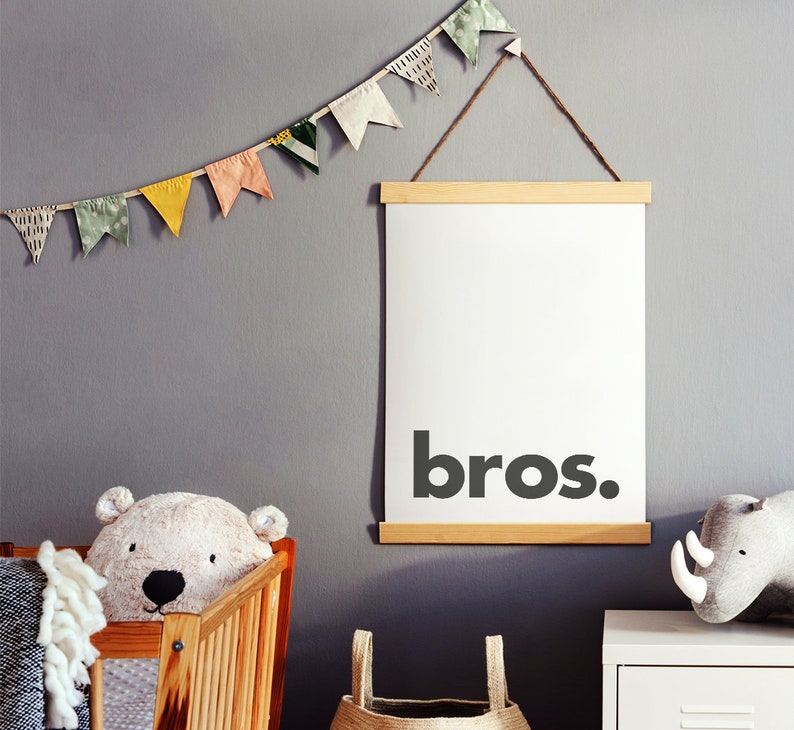 Bros. Printable Wall Art, Minimalistic Typography Poster, Black & White ...