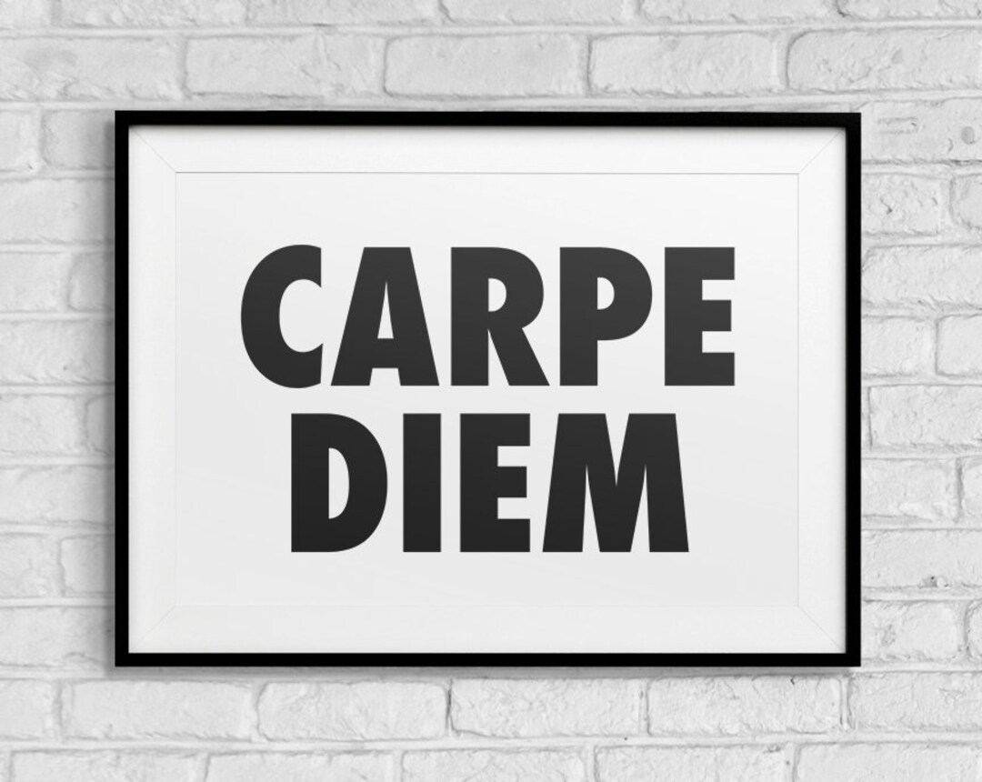 Carpe Diem Printable Wall Art, Black and White, Typography Poster Print ...