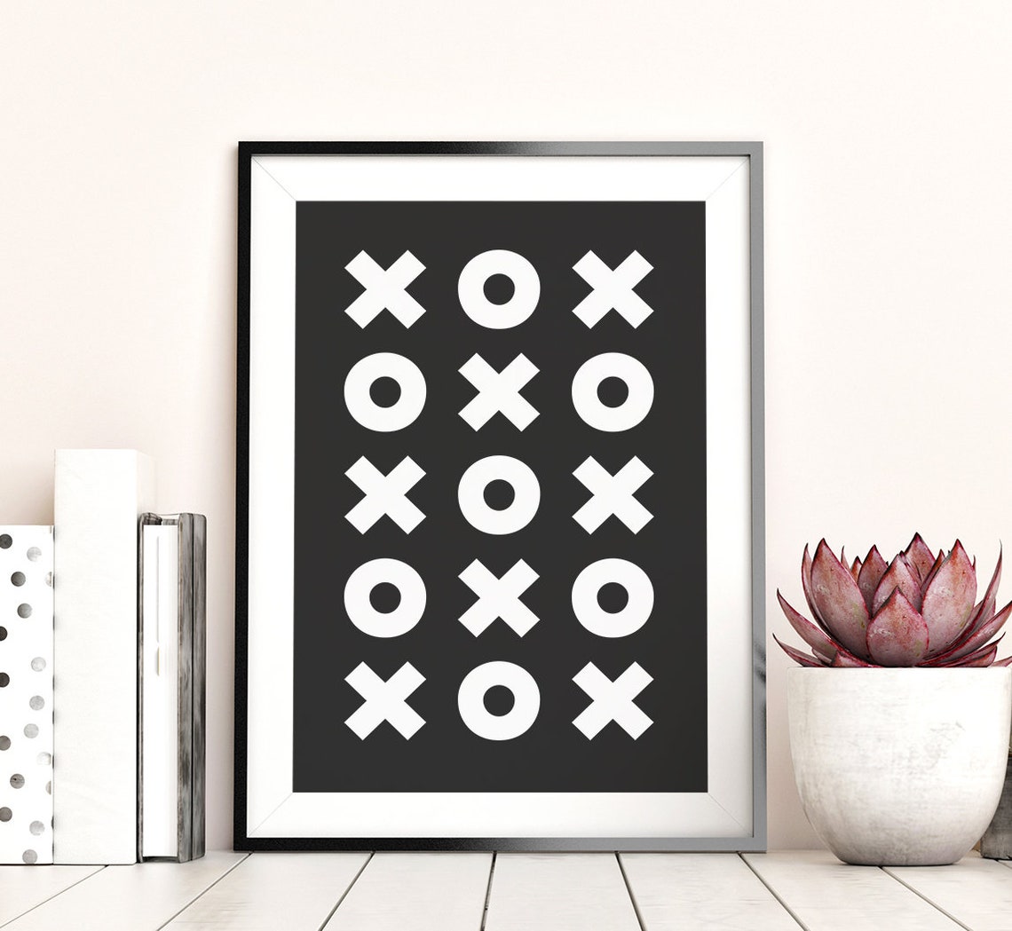 X and O Printable Wall Art Black & White Typography Poster - Etsy