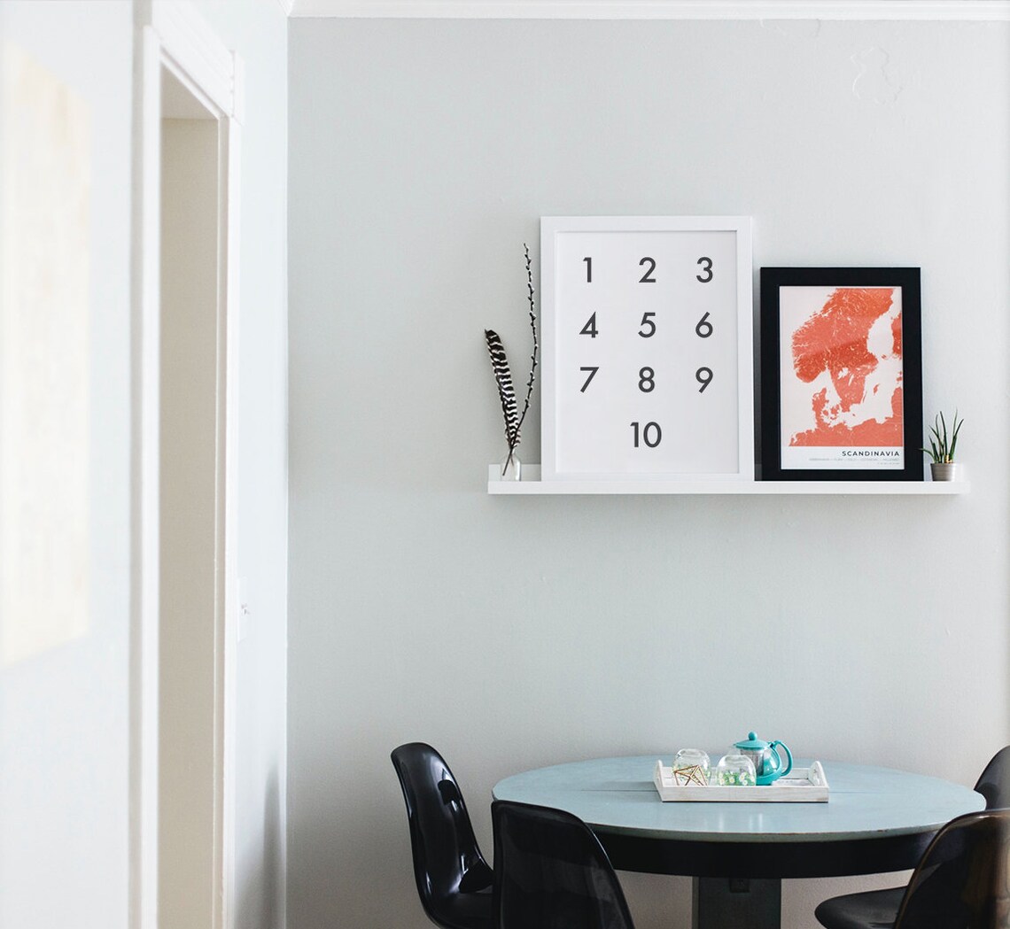 Minimalist Numbers Poster Printable Wall Art Black & White, Kids Room ...