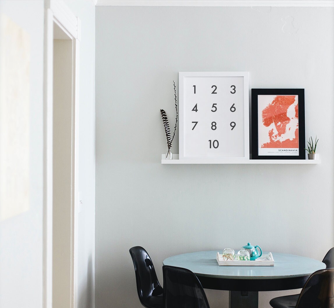 Minimalist Numbers Poster Printable Wall Art Black & White | Etsy