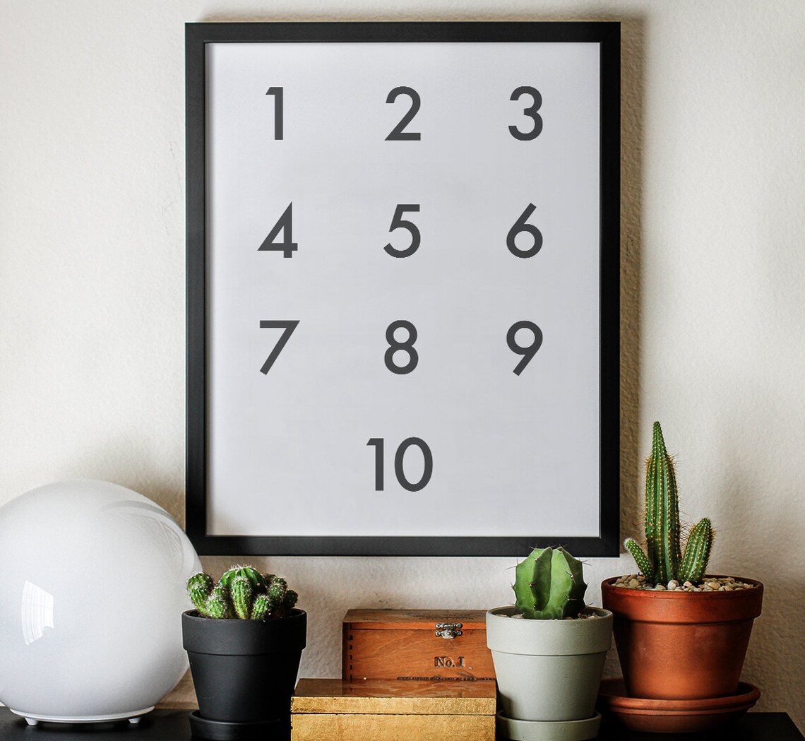 Minimalist Numbers Poster Printable Wall Art Black & White, Kids Room ...