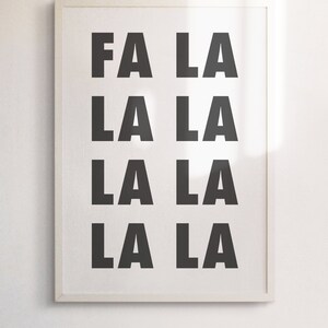 Fa La La La La Printable Wall Art, Minimalist Christmas Typography ...