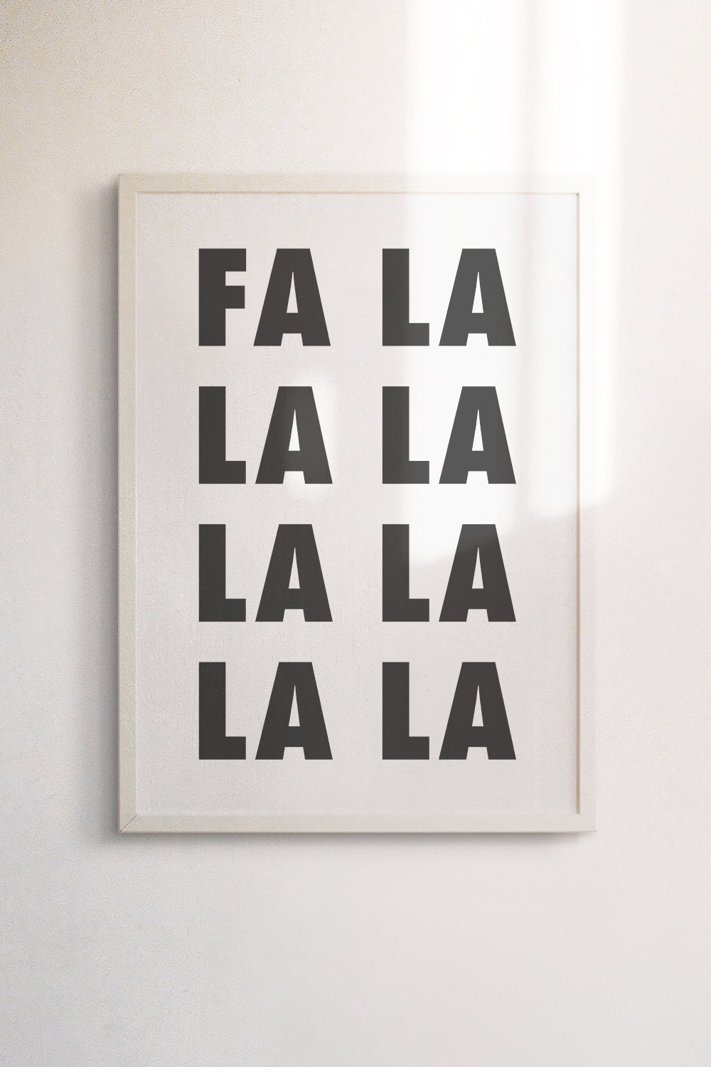 Fa La La La La Printable Wall Art, Minimalist Christmas Typography ...