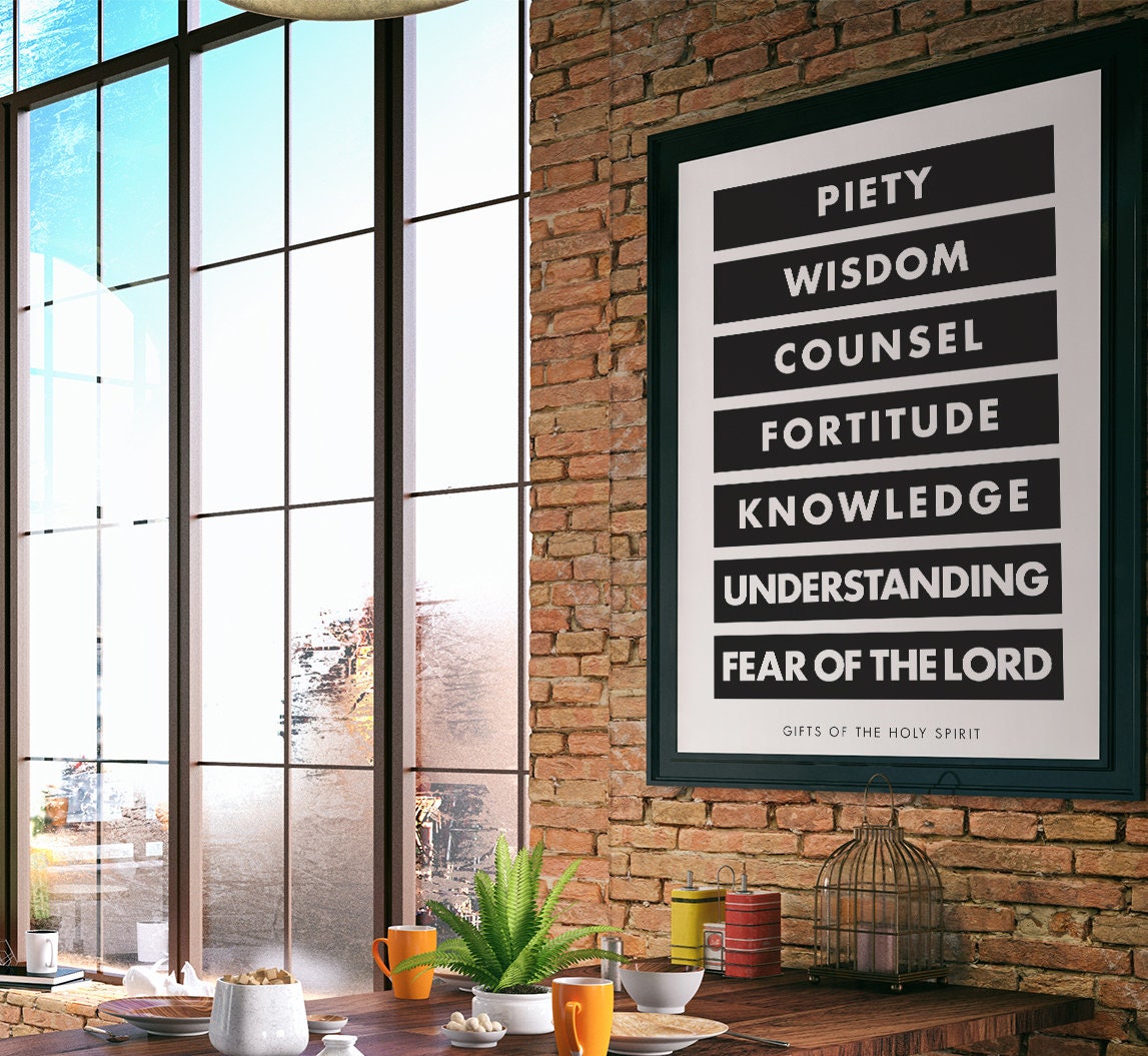 7 Gifts of the Holy Spirit Printable Wall Art Typography | Etsy
