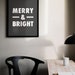 Merry and Bright Printable Wall Art, Christmas Print, Typography Poster ...