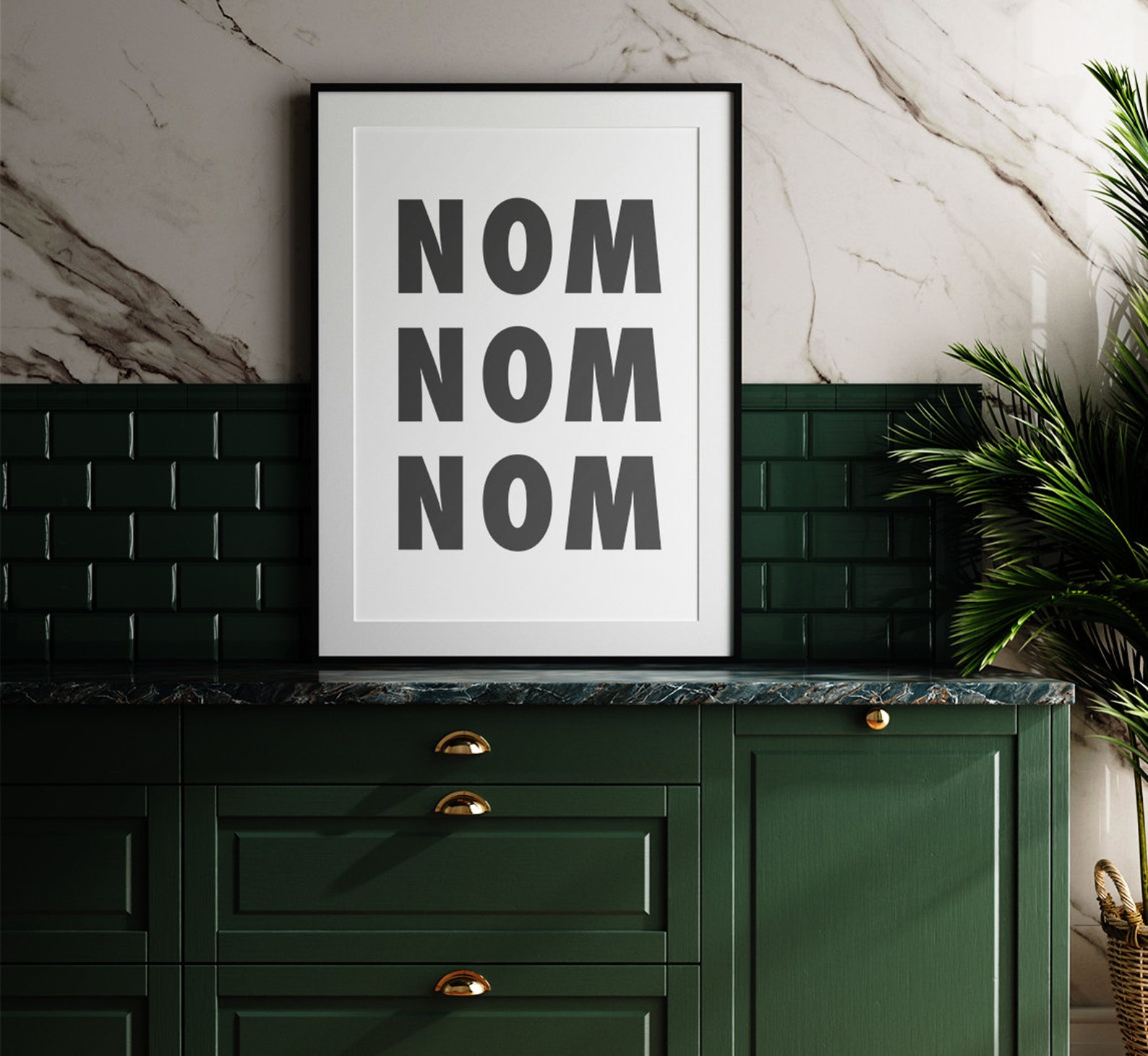 NOM NOM NOM Diy Printable Wall Art Kitchen Decor Funny | Etsy