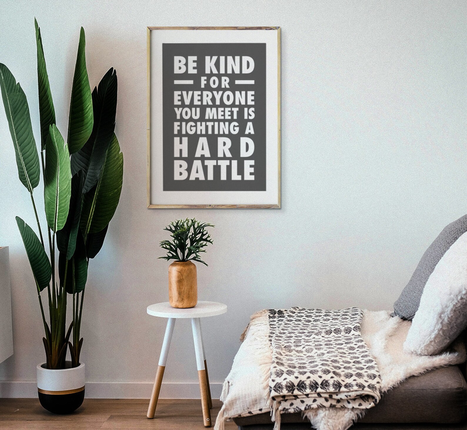 Plato Quote Printable Wall Art, Be Kind for Everyone is Fighting a Hard ...