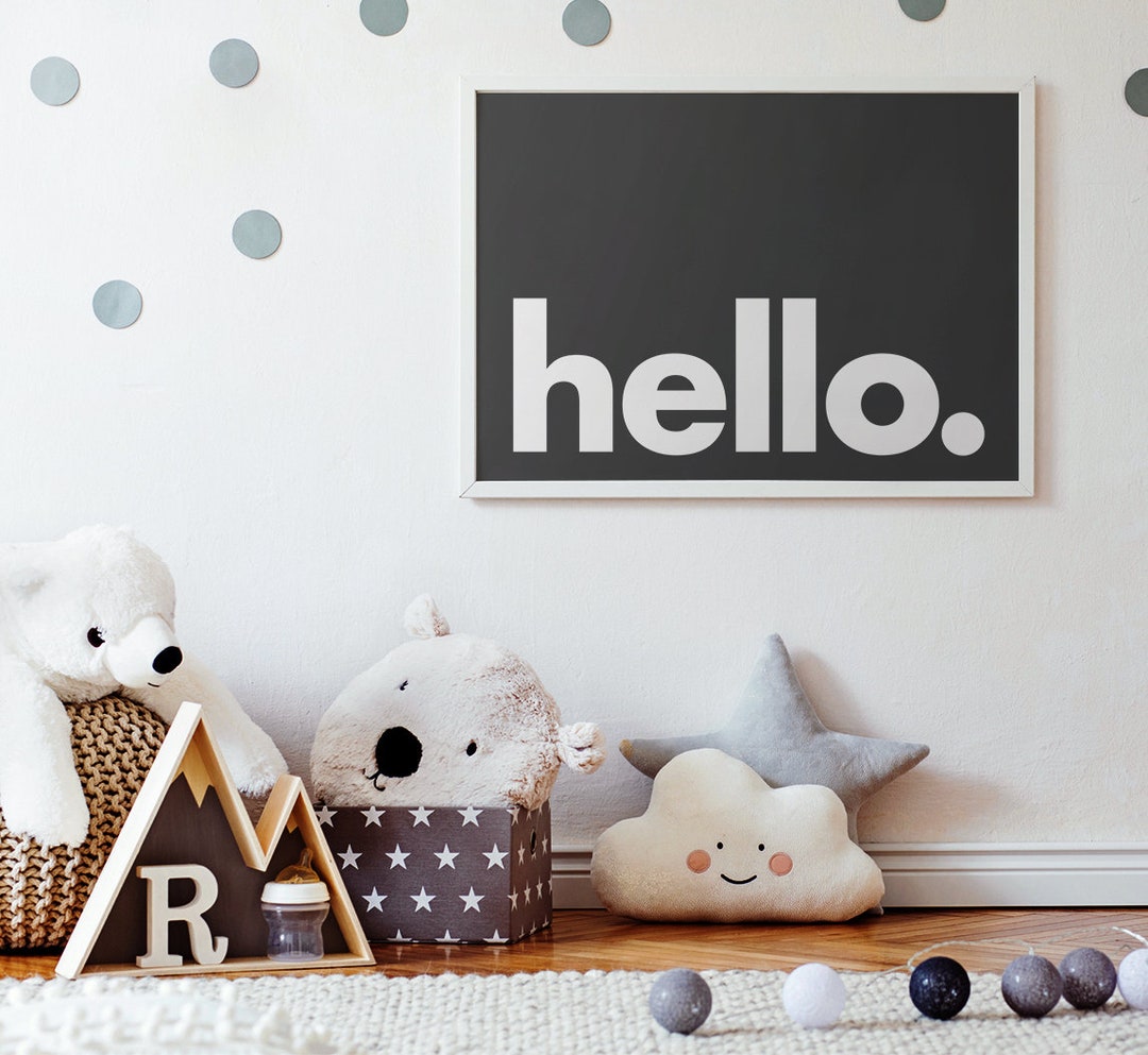 Hello Printable Wall Art, Minimalistic Typography Poster, Black & White ...