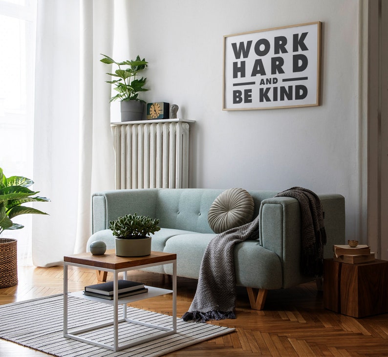 Work Hard & Be Kind Printable Wall Art Inspirational Quotes | Etsy