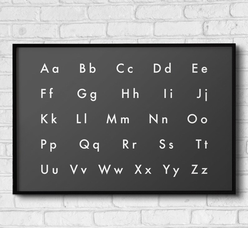 Alphabet Printable Wall Art, Black & White Modern Kids Room, Nurseryart ...