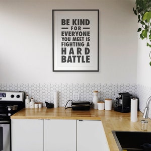 Plato Quote Printable Wall Art, Be Kind for Everyone is Fighting a Hard ...