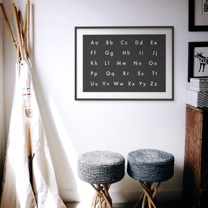 Alphabet Printable Wall Art, Black & White Modern Kids Room, Nurseryart ...
