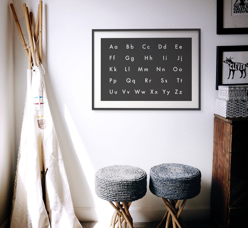 Alphabet Printable Wall Art, Black & White Modern Kids Room, Nurseryart ...
