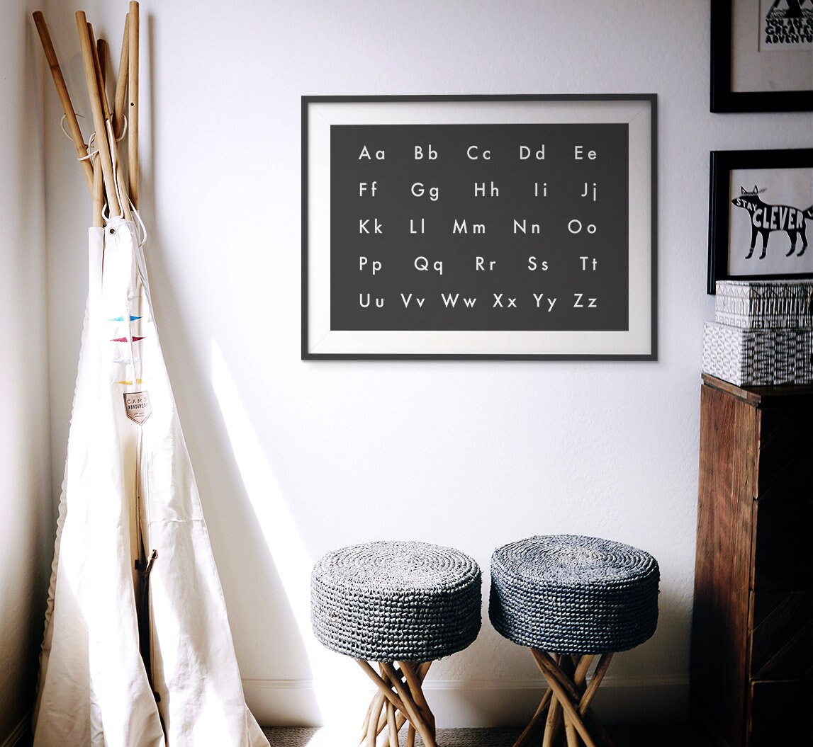Alphabet Printable Wall Art Black & White Modern Kids Room - Etsy