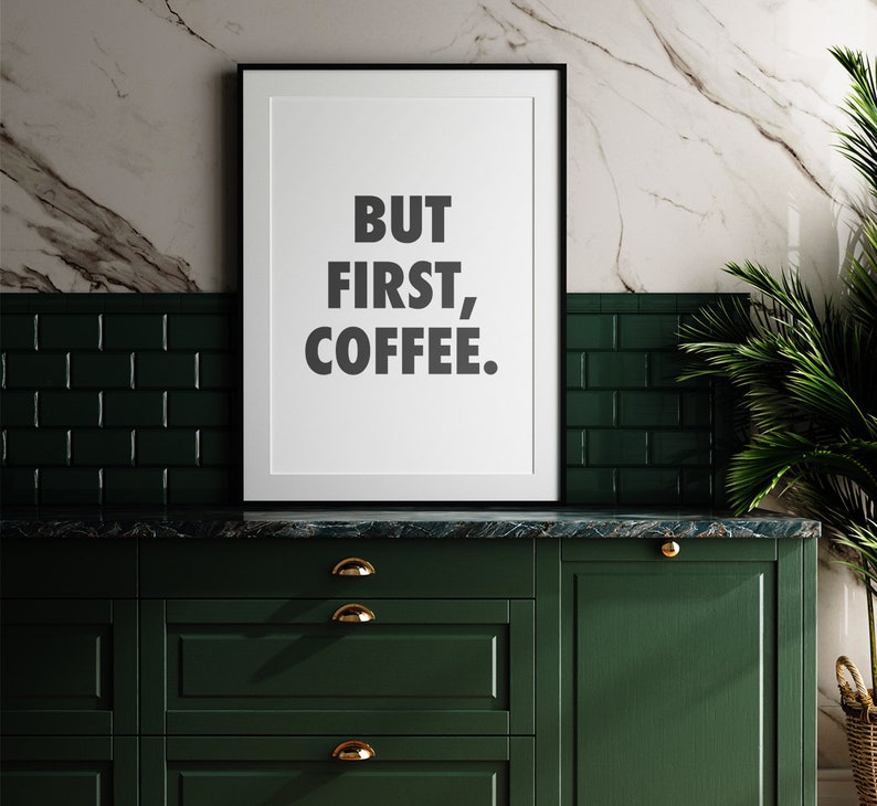 But First Coffee Printable Wall Art Black & White Kitchen - Etsy