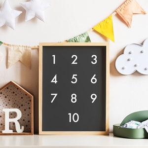 Minimalist Numbers Poster Printable Wall Art Black & White, Kids Room ...