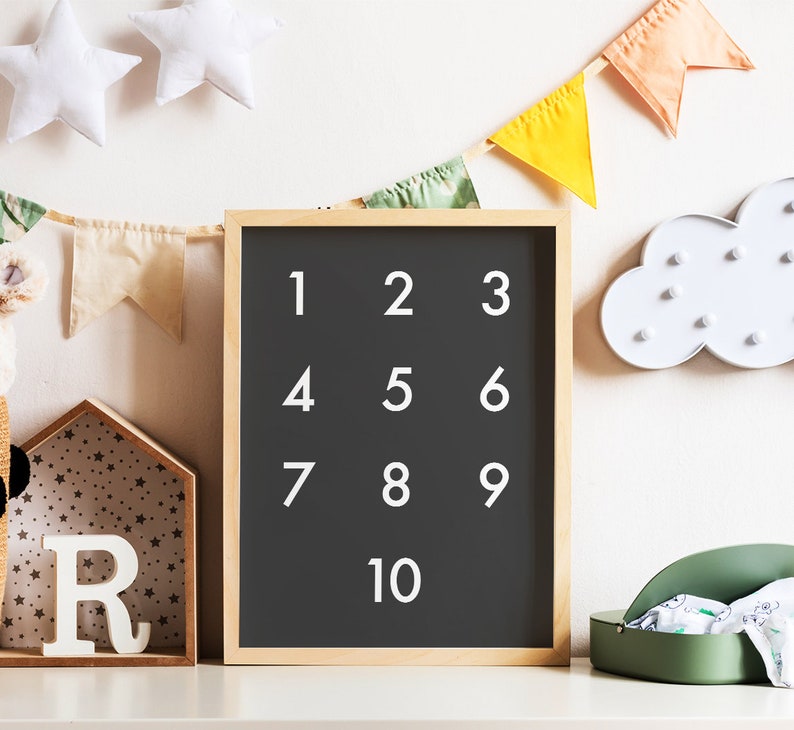 Minimalist Numbers Poster Printable Wall Art Black & White - Etsy