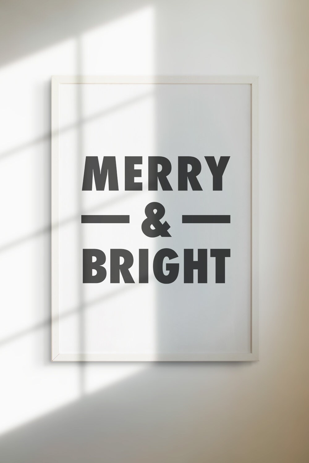 Merry and Bright Printable Wall Art, Christmas Print, Typography Poster ...