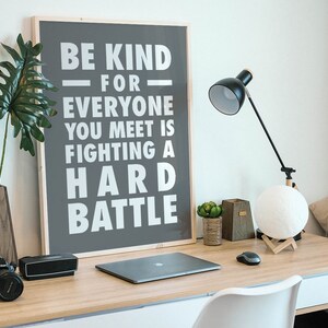Plato Quote Printable Wall Art, Be Kind for Everyone is Fighting a Hard ...