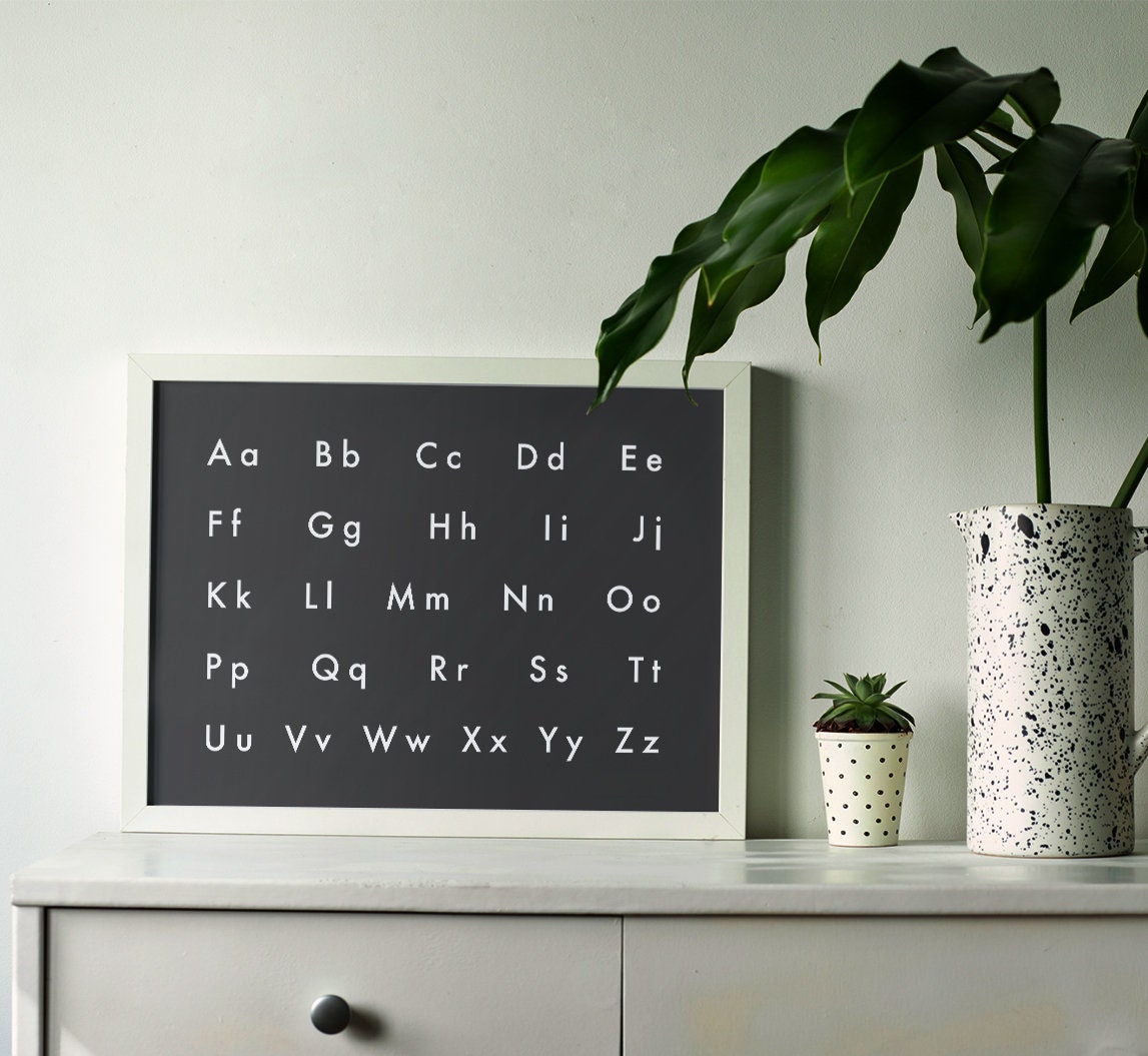Alphabet Printable Wall Art Black & White Modern Kids Room | Etsy