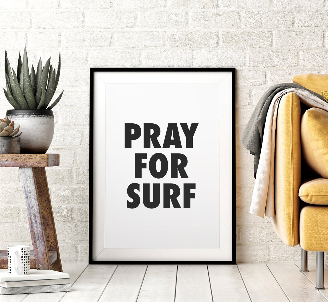Pray for Surf Printable Wall Art Boho Beach House Decor | Etsy