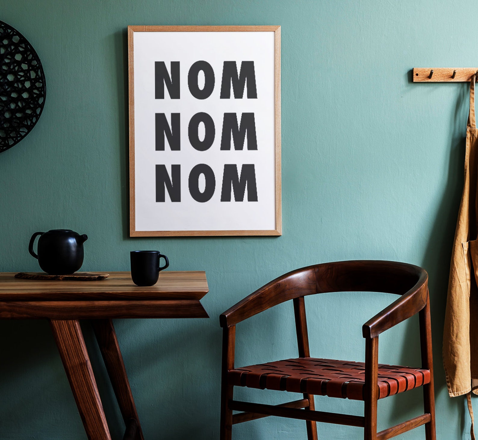 NOM NOM NOM Diy Printable Wall Art, Kitchen Decor, Funny Quote ...