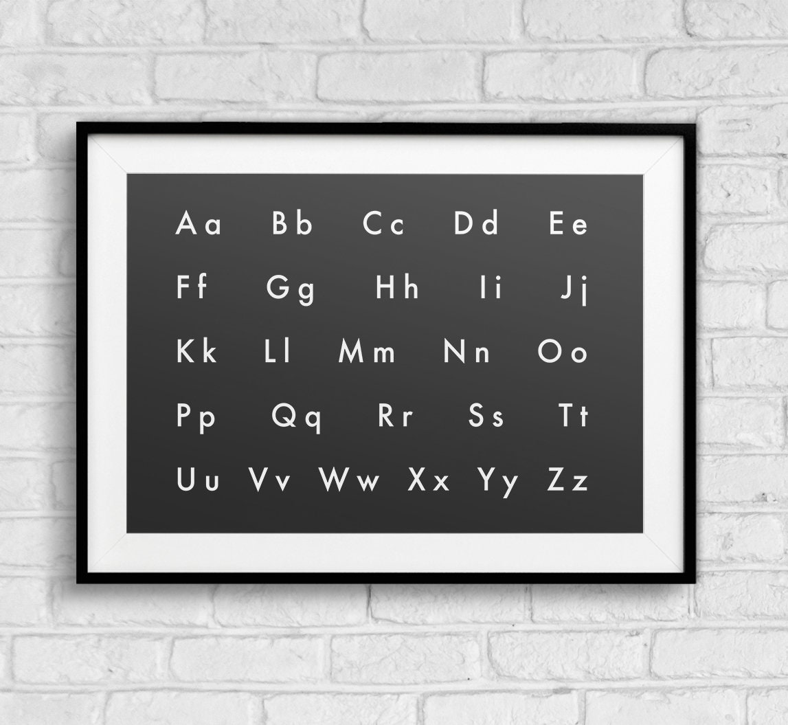 Alphabet Printable Wall Art, Black & White Modern Kids Room, Nurseryart ...