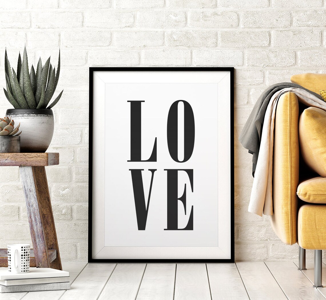 LOVE Printable Wall Art, Positive Art, Minimalistic Typography Poster ...